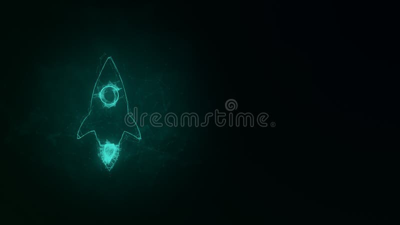 Rocket Ship Icon with Plexus Effect. Connected Lines with Dots ...