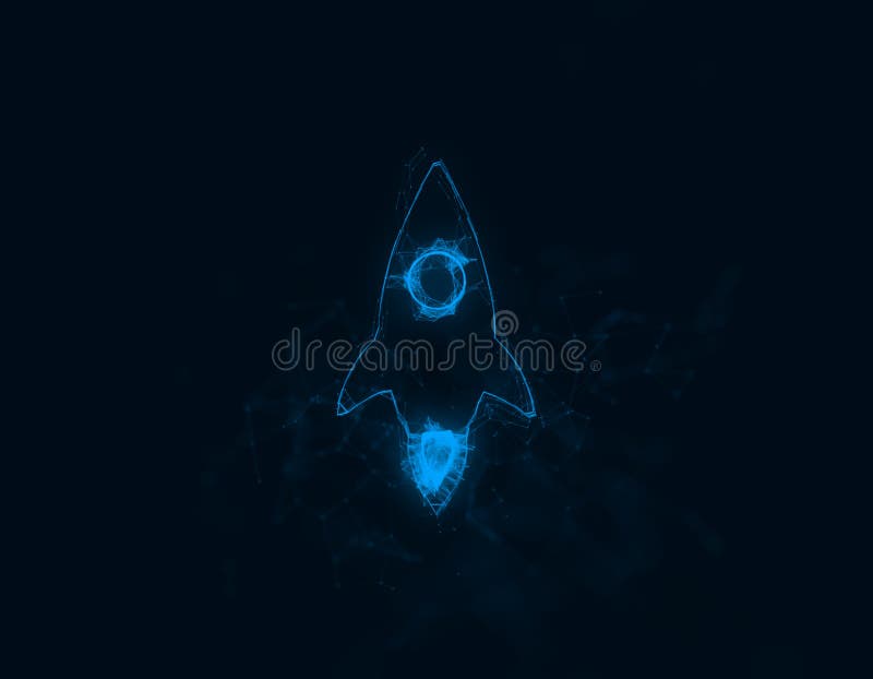 Rocket Ship Icon with Plexus Effect. Connected Lines with Dots ...