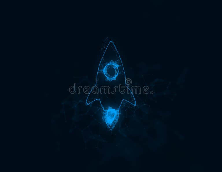Rocket Ship Icon with Plexus Effect. Connected Lines with Dots ...