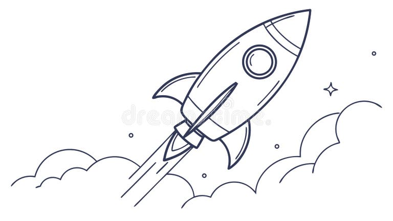 Rocket Ship Launch Outline Vector, Vector Design Generative AI Stock ...