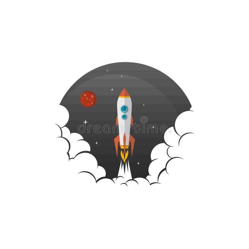Rocket Ship Launch Space Travel Theme Vector Stock Illustration ...