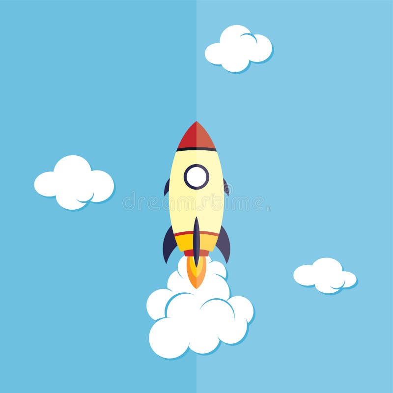 Rocket ship launch stock vector. Illustration of product - 69311628