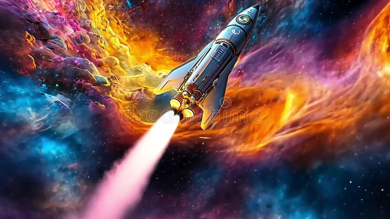 Rocket Ship Launch through Vibrant Nebula Stock Footage - Video of ...