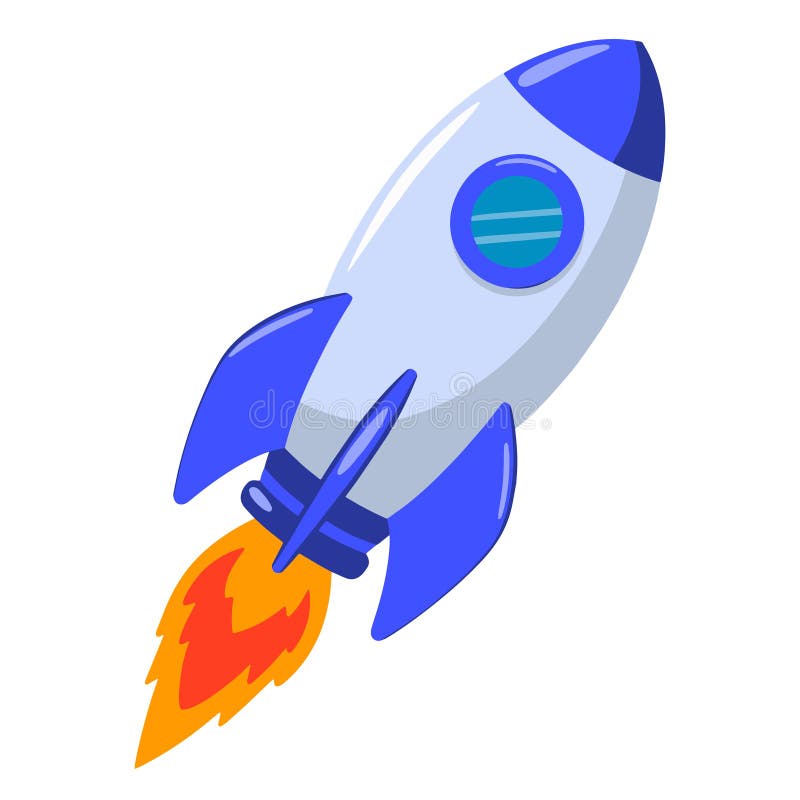 Rocket Ship Launched To Space, Flying Shuttle with Fire Trail. Business ...