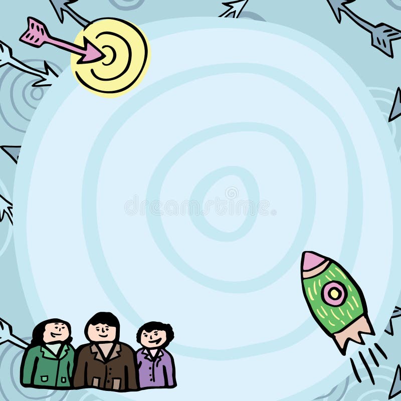 Rocket Ship Launching Fast To Target on Background. Group of People ...