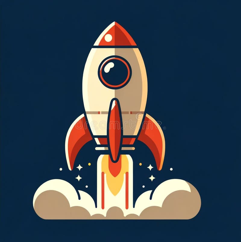 Rocket Ship Launching. Rocket Ship is Sleek and Futuristic, Flat Design ...