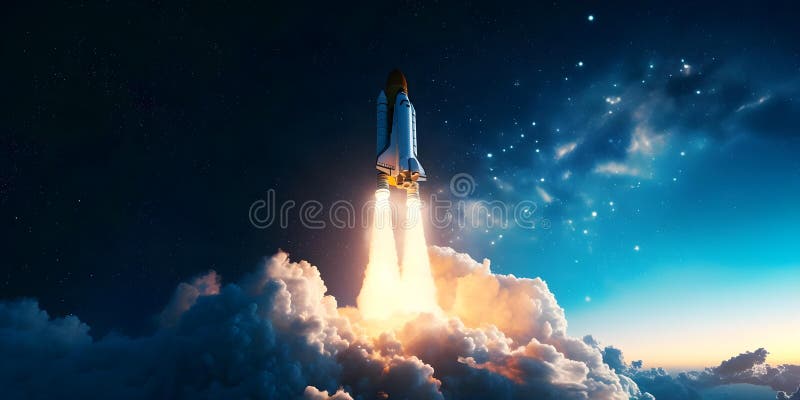 A Rocket Ship Launching into Space Symbolizing Business Success and ...