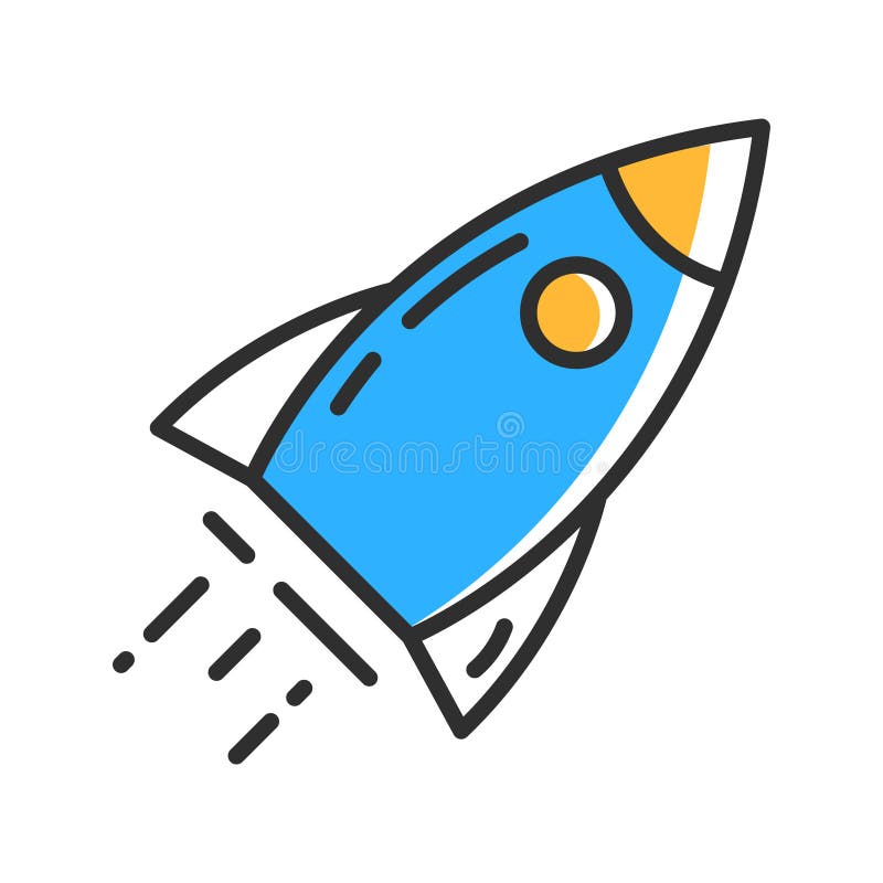 Rocket Ship Line Flat Icon. Vector Illustration Concept Stock ...