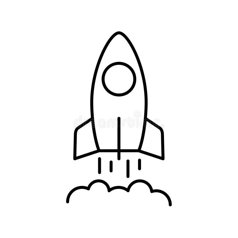 Rocket Ship Outline Icon. Editable Stroke Stock Vector - Illustration ...