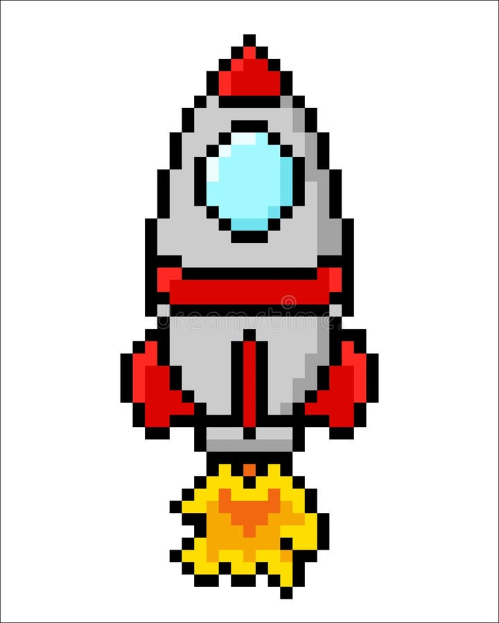 Rocket Ship Pattern. Pixel Astronaut Rocket Image Stock Illustration ...