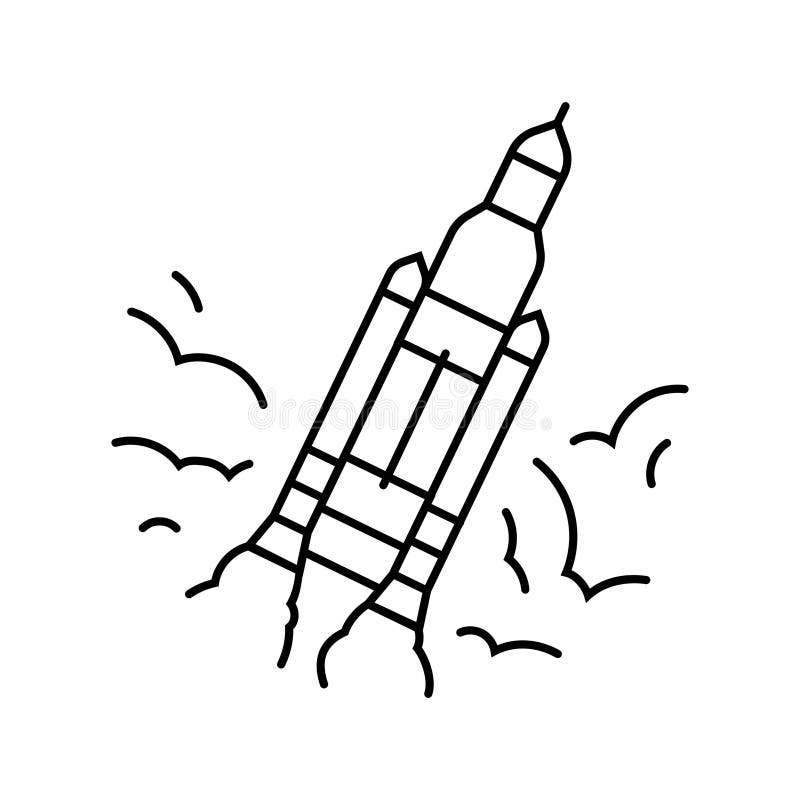 Rocket Ship Progress Line Icon Vector Illustration Stock Illustration ...