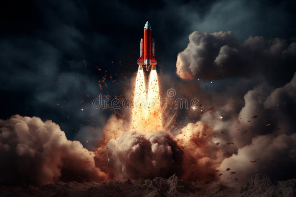 A Rocket Ship Soars through the Vastness of Outer Space, Exploring the ...
