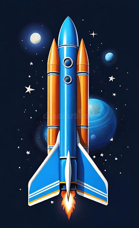 Rocket Ship in Space stock illustration. Illustration of presentation ...