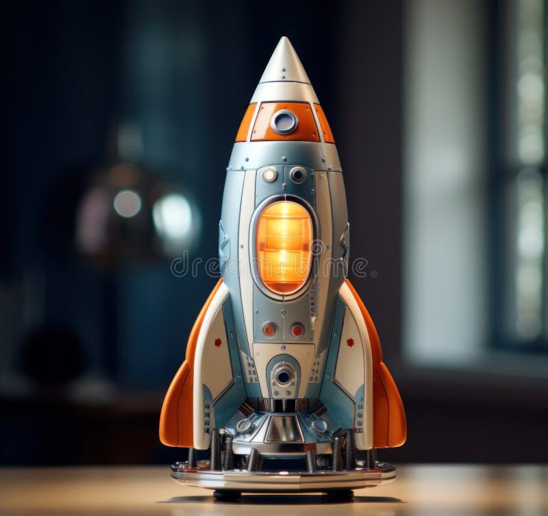 The Rocket Ship Toys with Red and Blue Wheels Stock Illustration ...