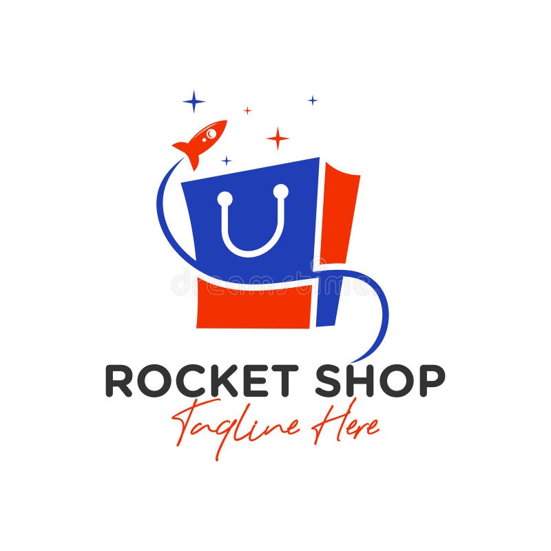 Rocket Shop Bag Inspiration Illustration Logo Stock Vector ...