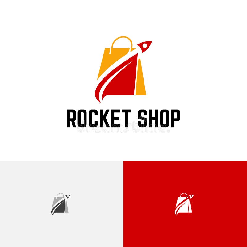 Rocket Shop Launching To Sky Shopping Bag Logo Stock Vector ...