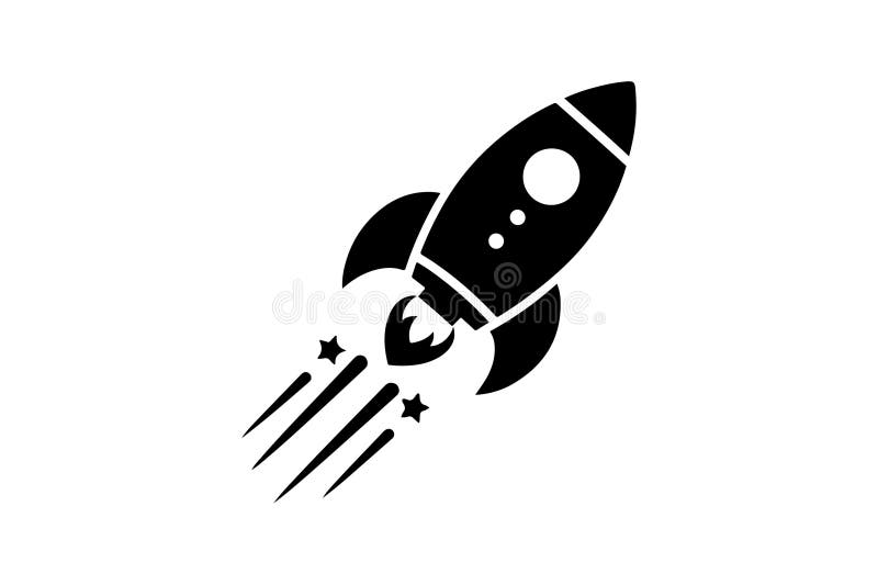 Rocket Silhouette Launch. Speed Spaceship Icons, Fast Space Rocketship ...