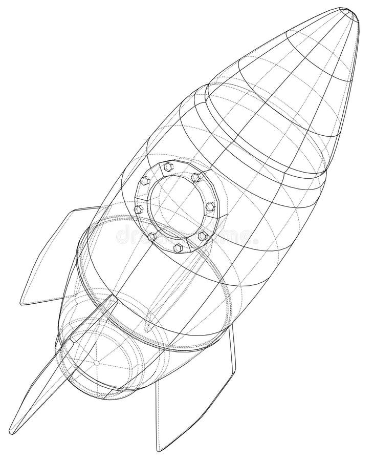 Rocket Sketch. Vector Rendering of 3d Stock Vector - Illustration of ...