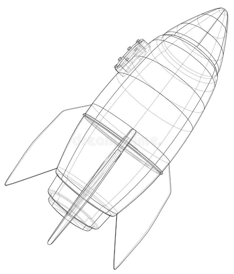 Rocket Sketch. Vector Rendering of 3d Stock Vector - Illustration of ...