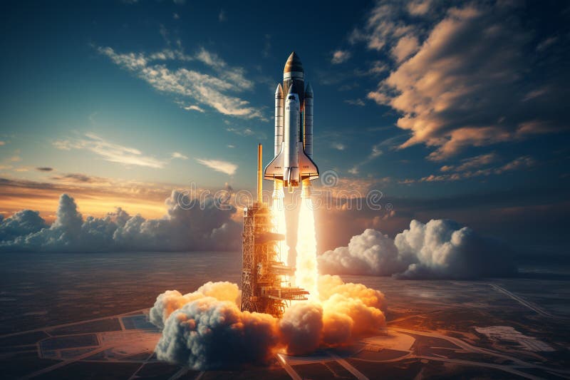 Rocket in the Sky. Mixed Media. Mixed Media Stock Illustration ...