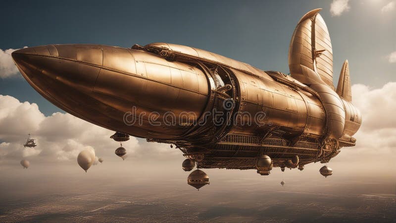 Rocket in the Sky Steampunk Space Shuttle Launching from a Giant ...