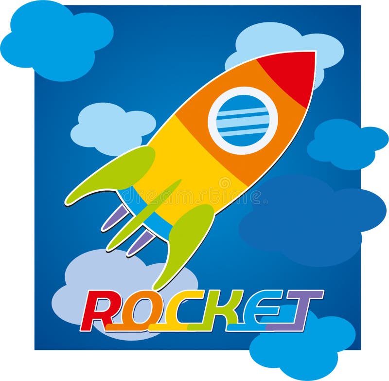 Rocket Sky Toy Toys Blue Colors Stock Illustration - Illustration of ...