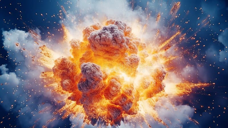 Rocket Smoke Bomb Explosion Fire Explosion Galaxy Background Stock ...