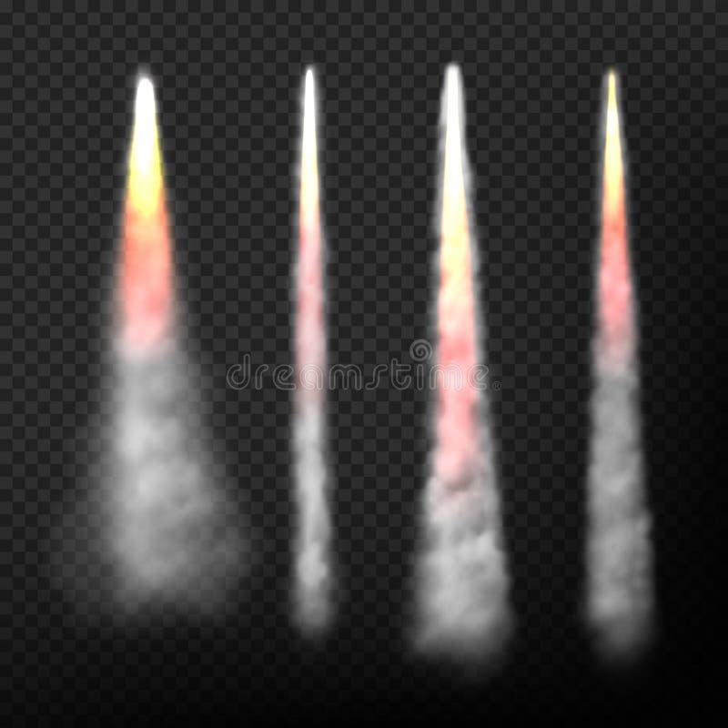 Rocket Smoke. Realistic Effect of Speed Flying Launch Space Ship Smoke ...