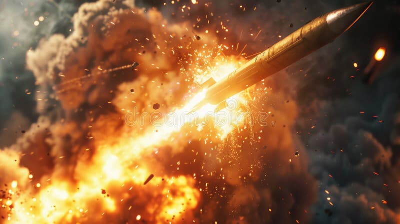 Rocket Soaring through a Cloud of Smoke, Ideal for Technology or Space ...