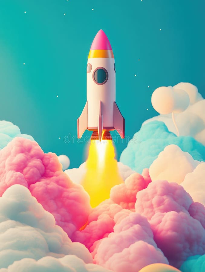 Rocket Soaring through Cloudy Sky Stock Image - Image of engine, thrust ...