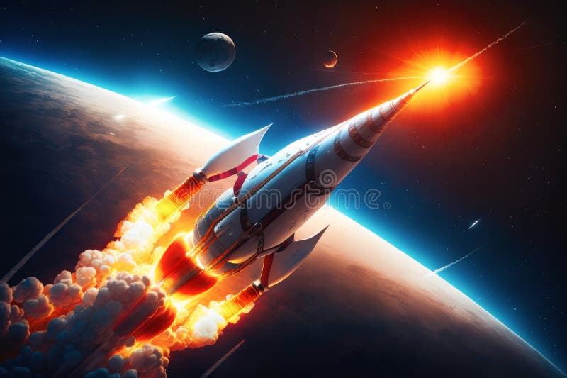 Rocket Soaring through the Cosmos, Created with Generative AI ...