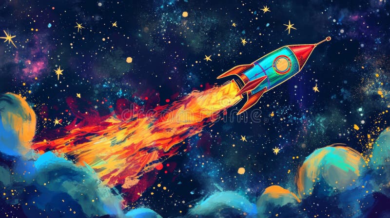 Rocket Soaring To the Stars Stock Photo - Image of exploration, space ...