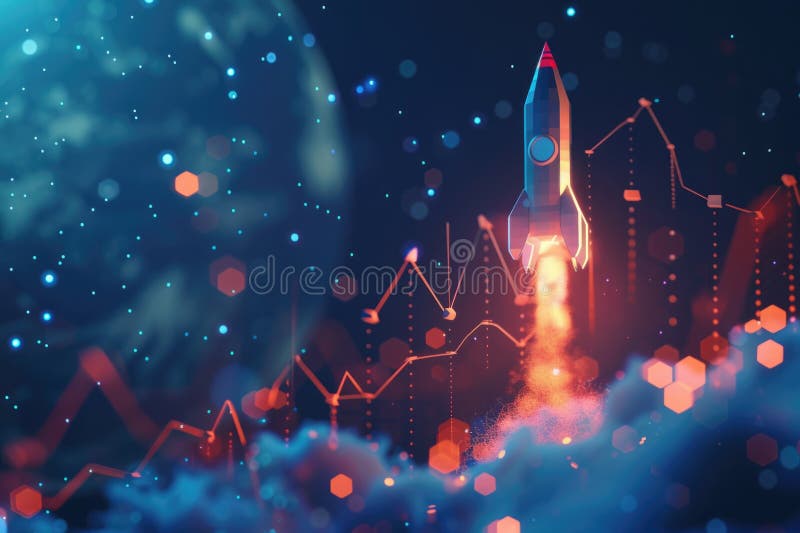 Rocket Soaring Sky Flames Smoke Trailing Behind Stock Photos - Free ...