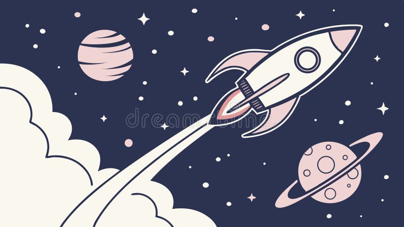 Rocket Soaring through Space with Planets, Symbolizing Exploration, Vector Design Generative AI ...