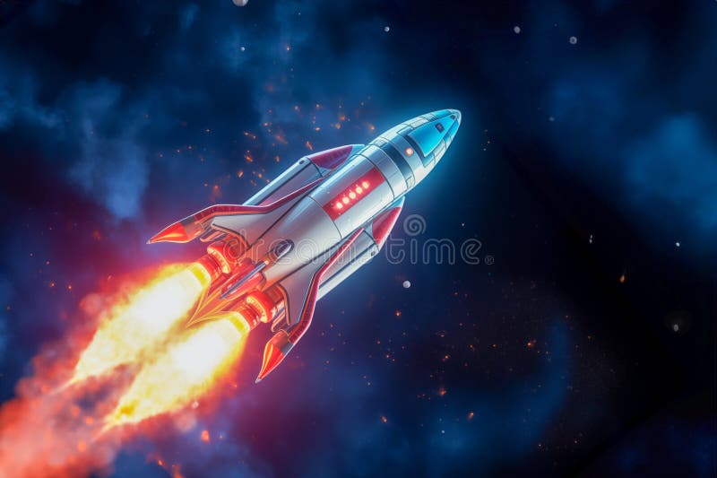 Rocket Soaring through Vibrant Space, Representing Quick Growth. Stock ...