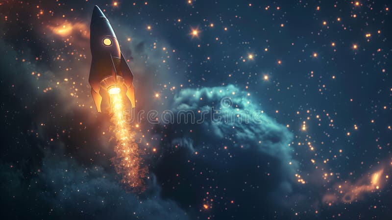 A Rocket Soars through the Depths of Space Against a Mesmerizing ...