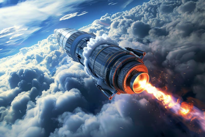 A Rocket Soars from Earth into Space, Science Concept. Generative AI ...