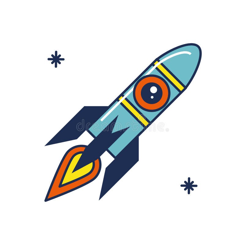 Rocket Space Astrology Moon Line and Fill Image Stock Vector ...