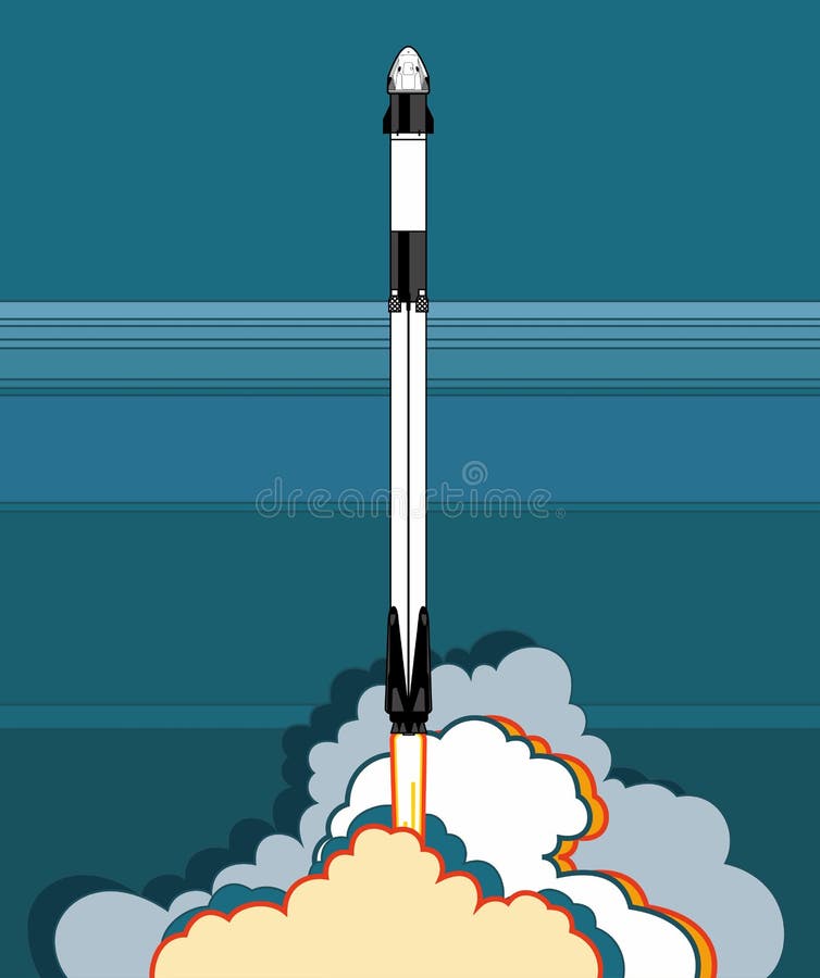 Rocket, Space Craft Vector. 2019 March, 2 Rocket Launching Stock Vector ...