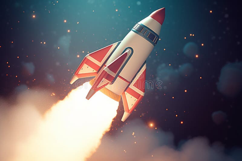 Rocket in Space with Fire. Generate Ai Stock Illustration ...