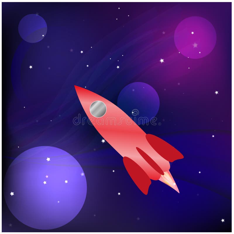 A Rocket in Space . Galaxy . Vector Illustration . Stock Illustration ...