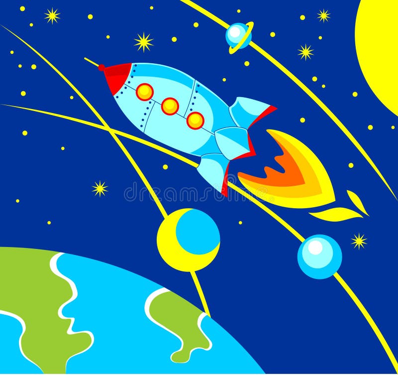 Space Rocket Happy Cartoons