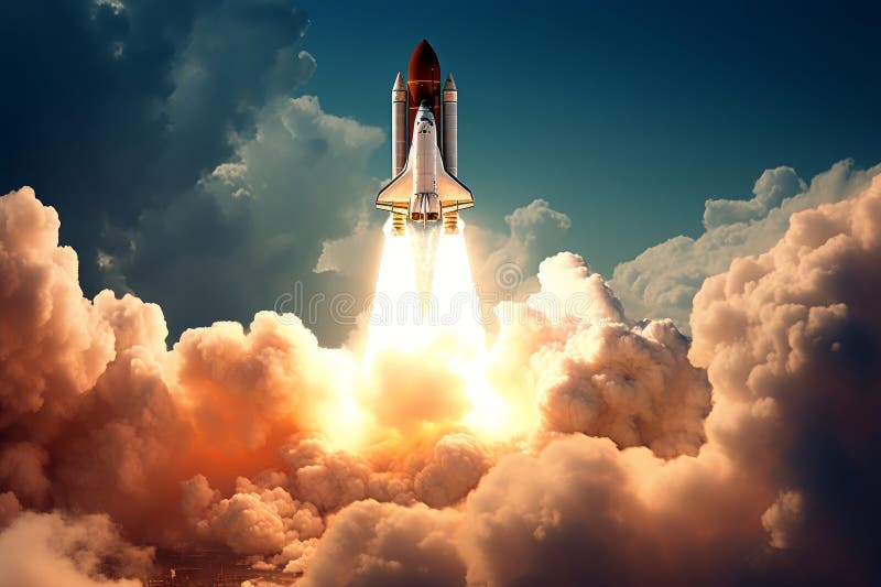 Rocket Space Off Science. Generate Ai Stock Illustration - Illustration ...