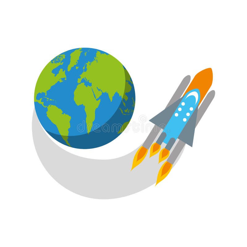 Rocket Space with Planet Earth Stock Vector - Illustration of ...