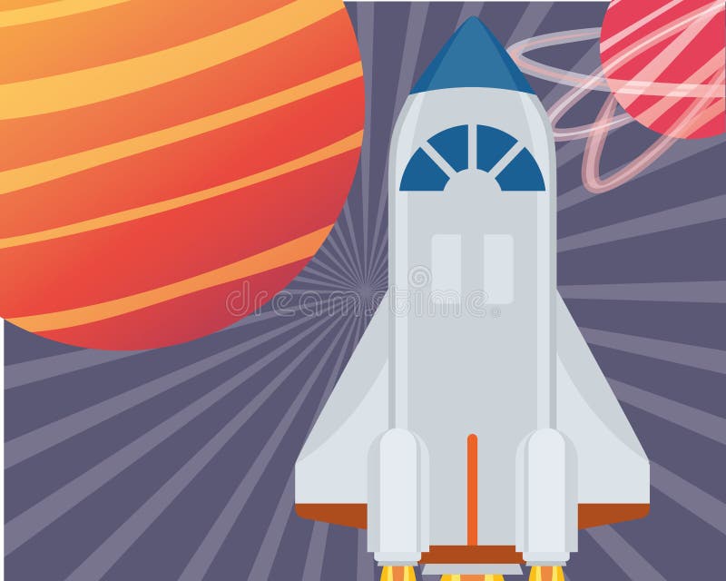 Rocket in the Space with Planets of the Solar System Stock Vector ...