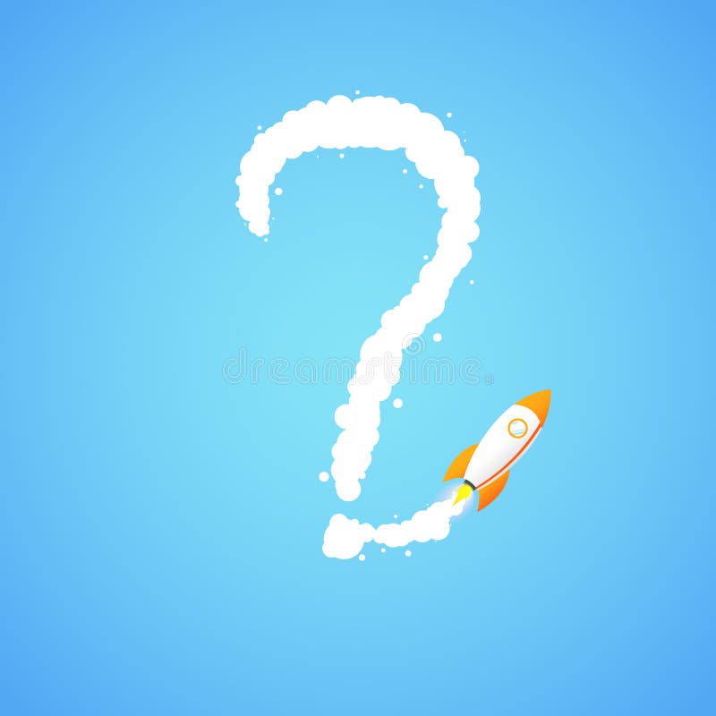 Rocket and the Space. the Rocket Flies Making a Question Mark. C Stock ...