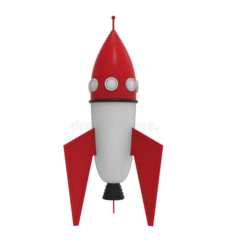 Rocket Space Ship Isolated on White Background. Cartoon Rocket. Rocket ...