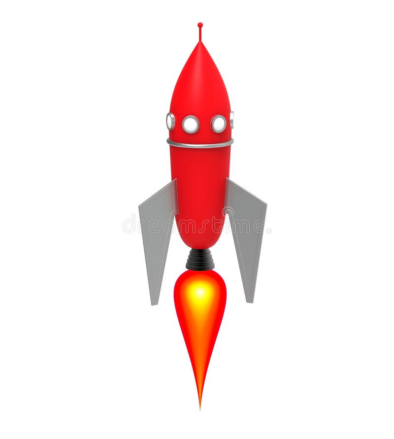 Rocket Space Ship Isolated on White Background. Cartoon Rocket. Rocket ...