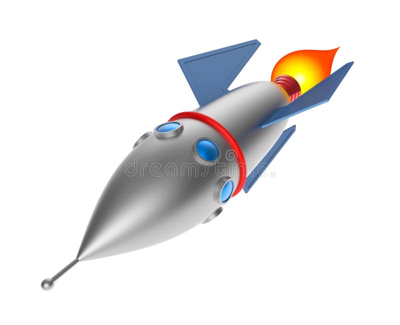 Rocket Space Ship Isolated on White Background. Cartoon Rocket. Rocket ...