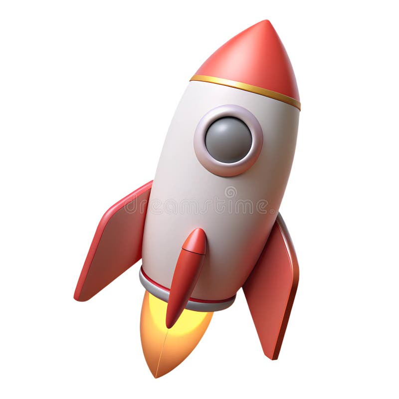 Rocket Space Ship, Isolated on White. 3D Rendering Stock Image ...